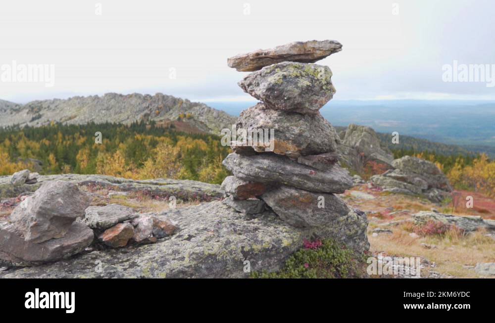 Balanced Rock Stones Stacked on Top of Each Other in the Mountain ...