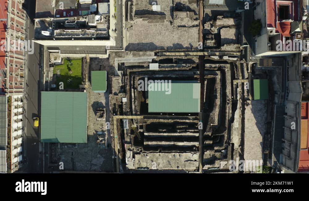 Top Down View of Templo Mayor de Mexico Tenochtitlan. Pedestal Up Stock ...