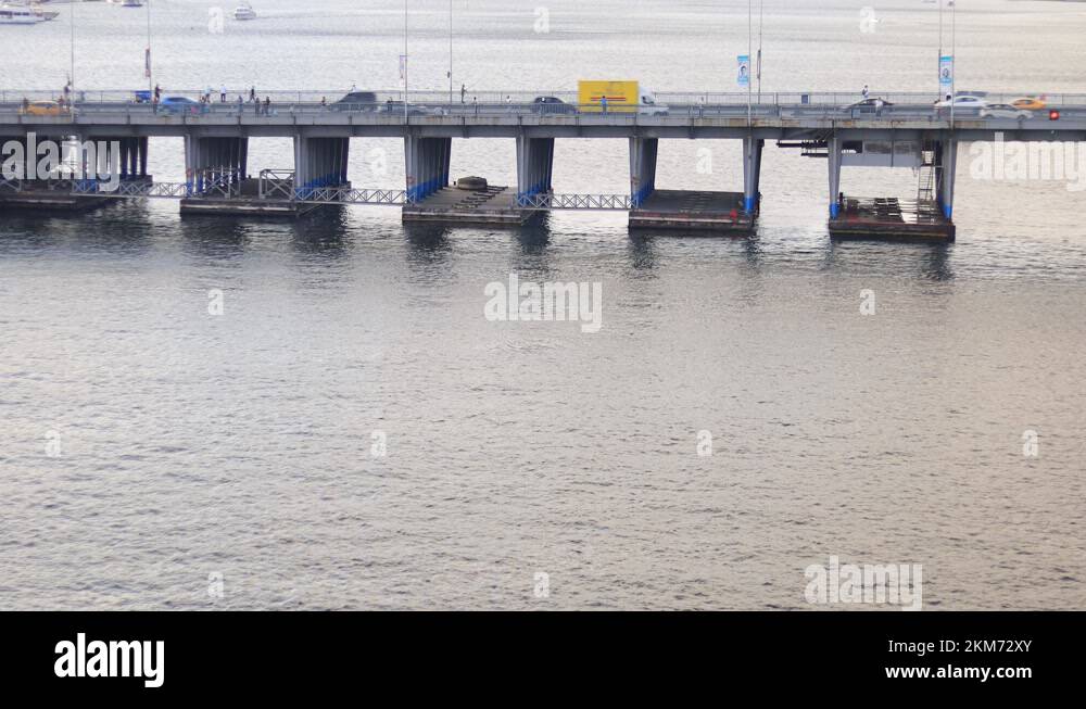 Evening views of the bridges in the city of Istanbul. Bridges over the ...