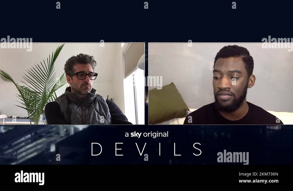 Patrick Dempsey and Malachi Kirby talk about drama series 'Devils' - 2021 Stock Video Footage ...