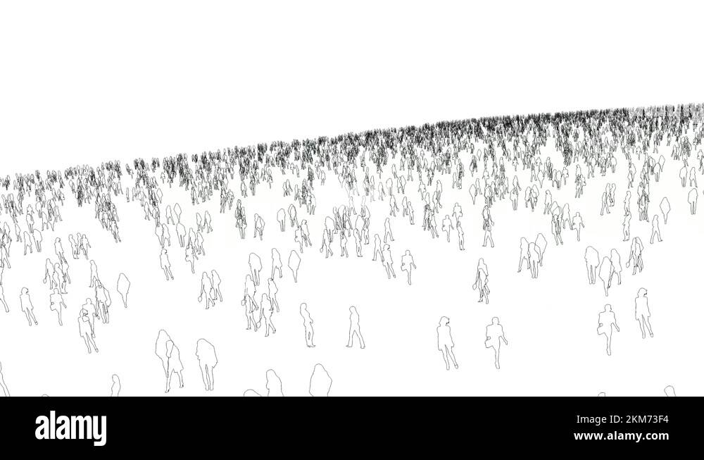 Drawn Outline Of Crowd Of People In White Backdrop. animation Stock ...