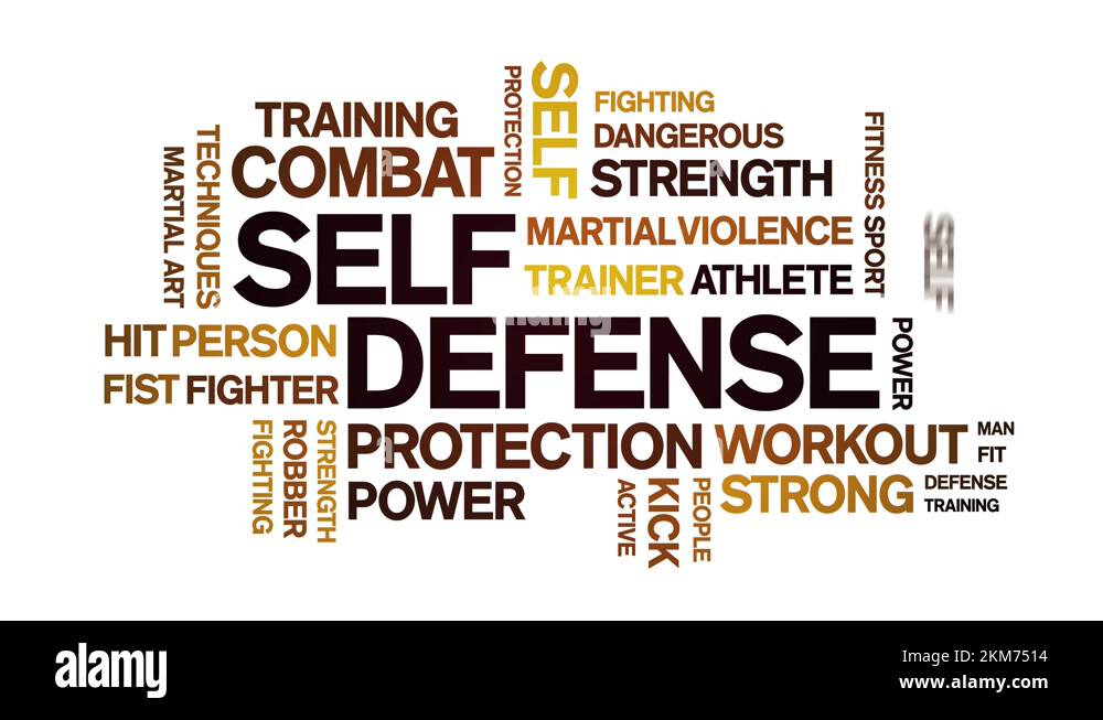 Self Defense animated word cloud,text tag animation typography seamless ...