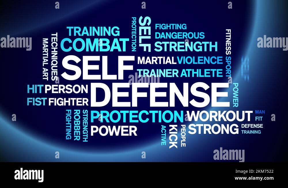 Self Defense animated word cloud,text tag animation typography seamless ...