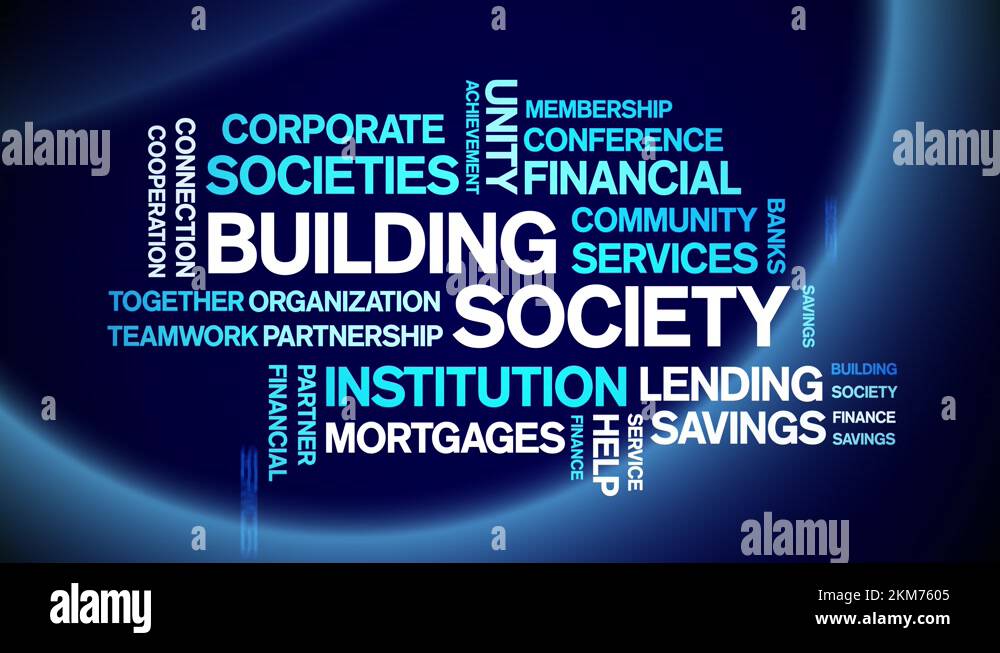 Building Society animated word cloud,text animation typography seamless ...