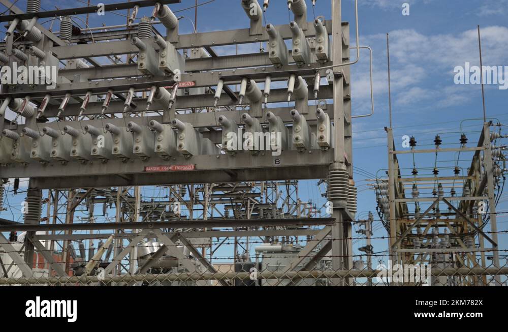 Electricity power grid substation transformers in downtown Ranson, WV ...