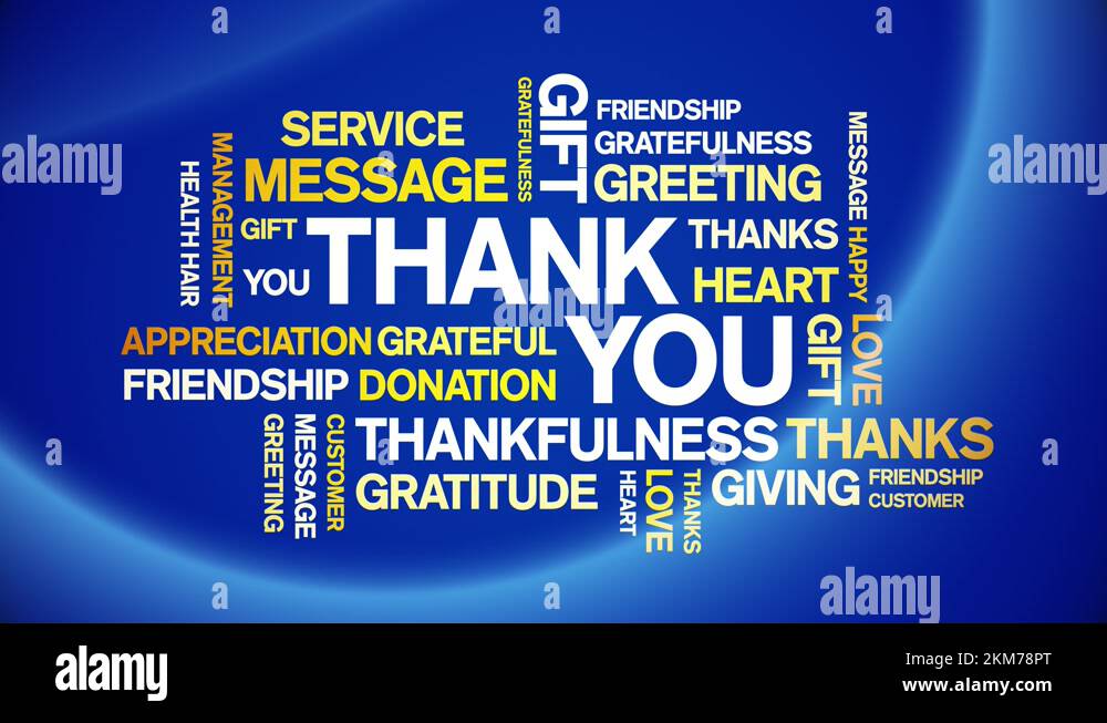 Thank You animated word cloud,text design animation typography seamless ...