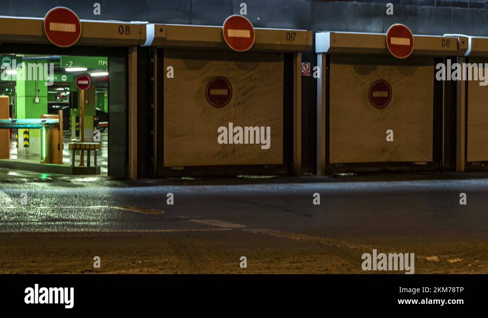 Entry and exit of cars from underground Parking lot of shopping mall ...