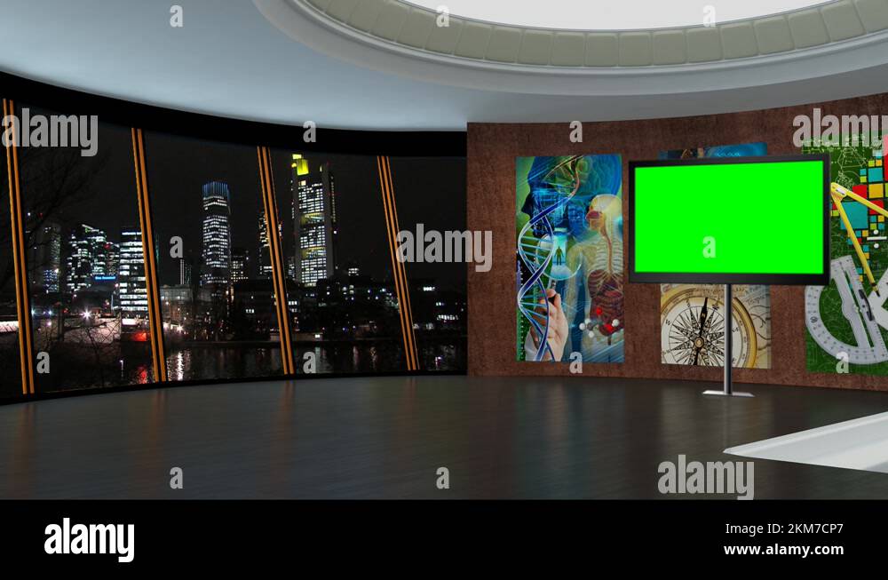 Education TV Studio Set 16 - Virtual Green Screen Background Loop Stock ...