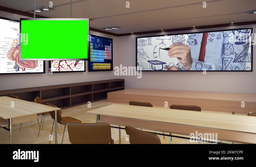 Education TV Studio Set 18 - Virtual Green Screen Background Loop Stock ...