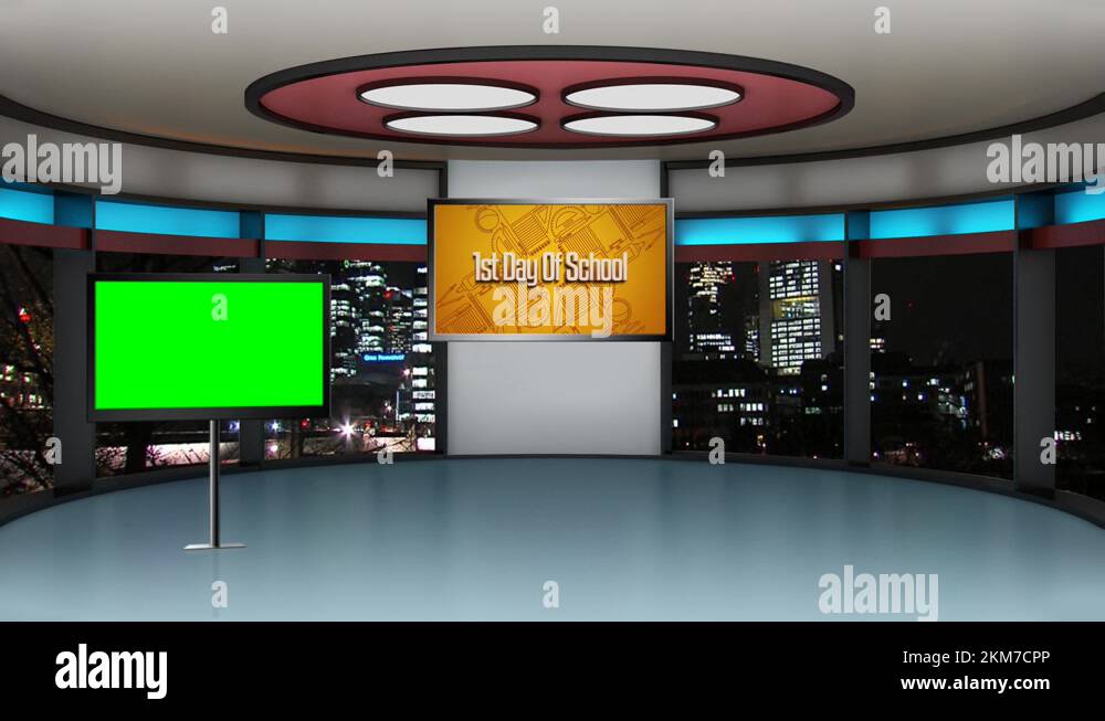 Education TV Studio Set 20 - Virtual Green Screen Background Loop Stock ...
