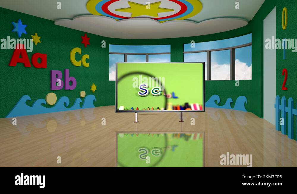 Education TV Studio Set 23 - Virtual Green Screen Background Loop Stock ...