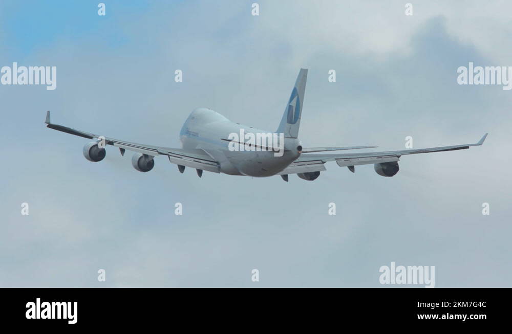 huge cargo airplane boeing 747 cargo airlines jumbo jet departure rear ...