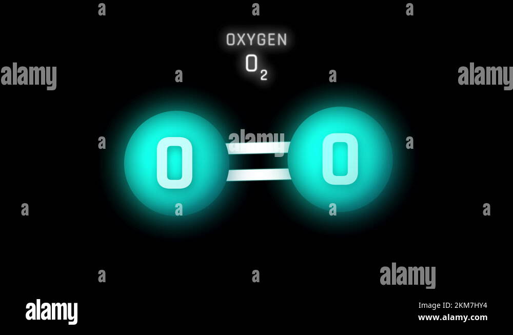 Oxygen Molecular Structure Symbol Neon Glow and Futuristic Animation ...
