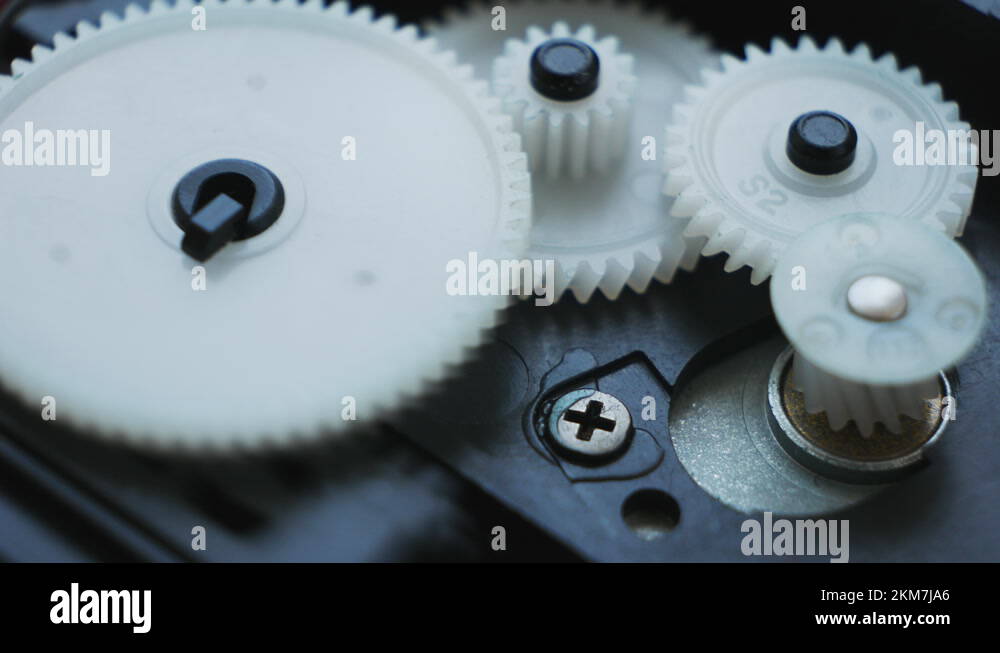 Internal Working Mechanism with Rotating Gears. Rotating black and ...