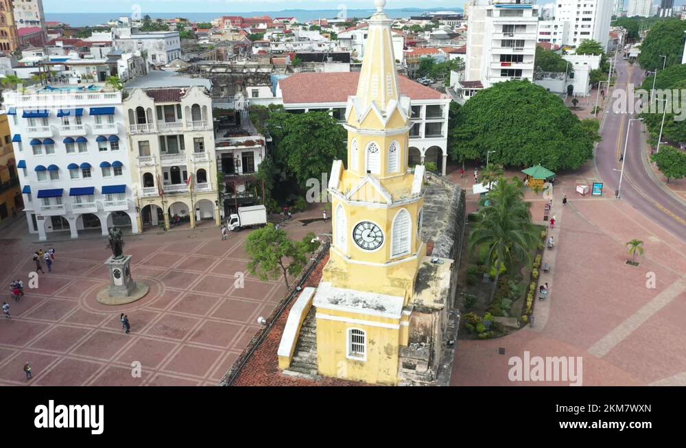 Torre del reloj centro histórico Cartagena Colombia 4k Stock Video ...