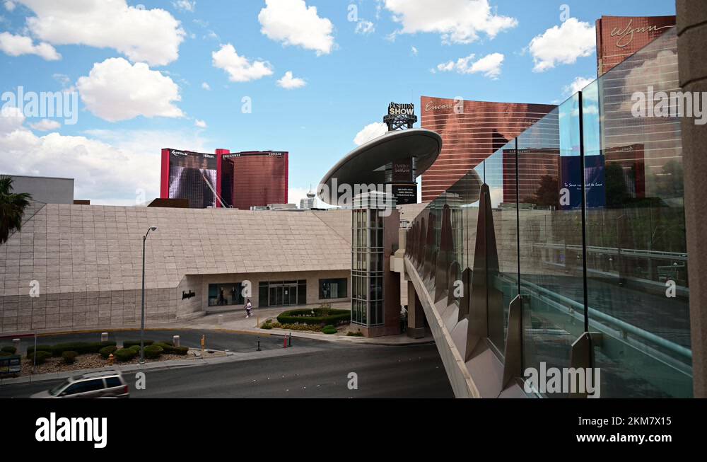 Pedestrian walkway bridge on the north end of the Las Vegas Strip Stock ...