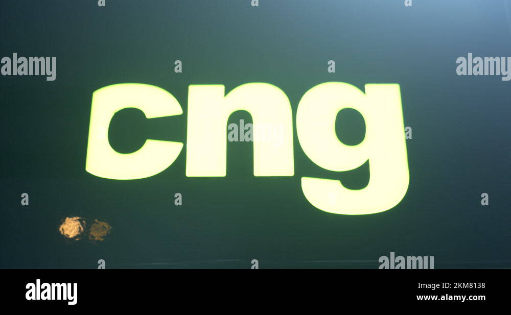 CNG symbol at a gas station. Attracting the attention of the buyer ...