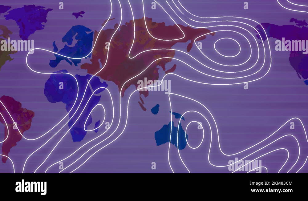 Animation of white map lines over world map Stock Video Footage - Alamy