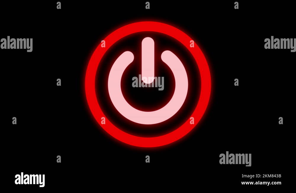 Simple Glowing Red Button Turn on and Off Animation on Black Background ...