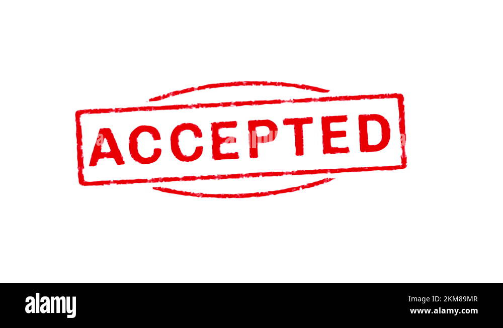 Accepted Text Stamp effects Animation on White Background and Green ...