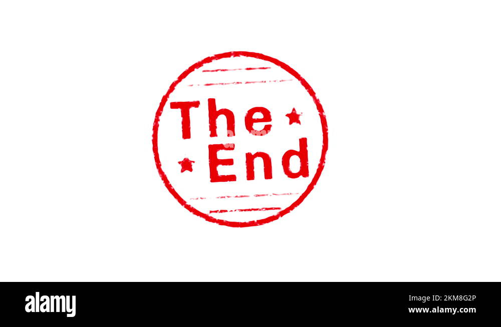 The End Text Stamp effects Animation on White Background and Green ...
