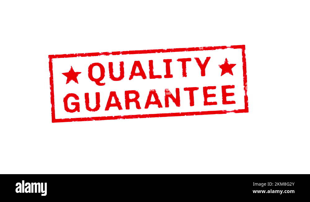 Quality Guarantee Text Stamp effects Animation on White Background and ...