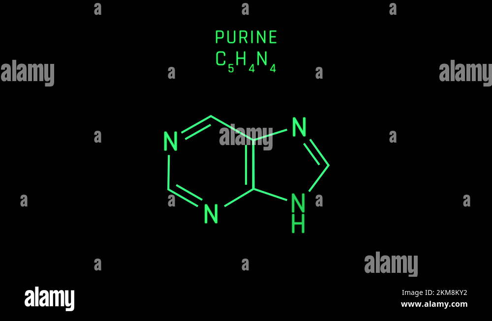 Purine Molecular Structure Symbol Neon Animation on black background ...