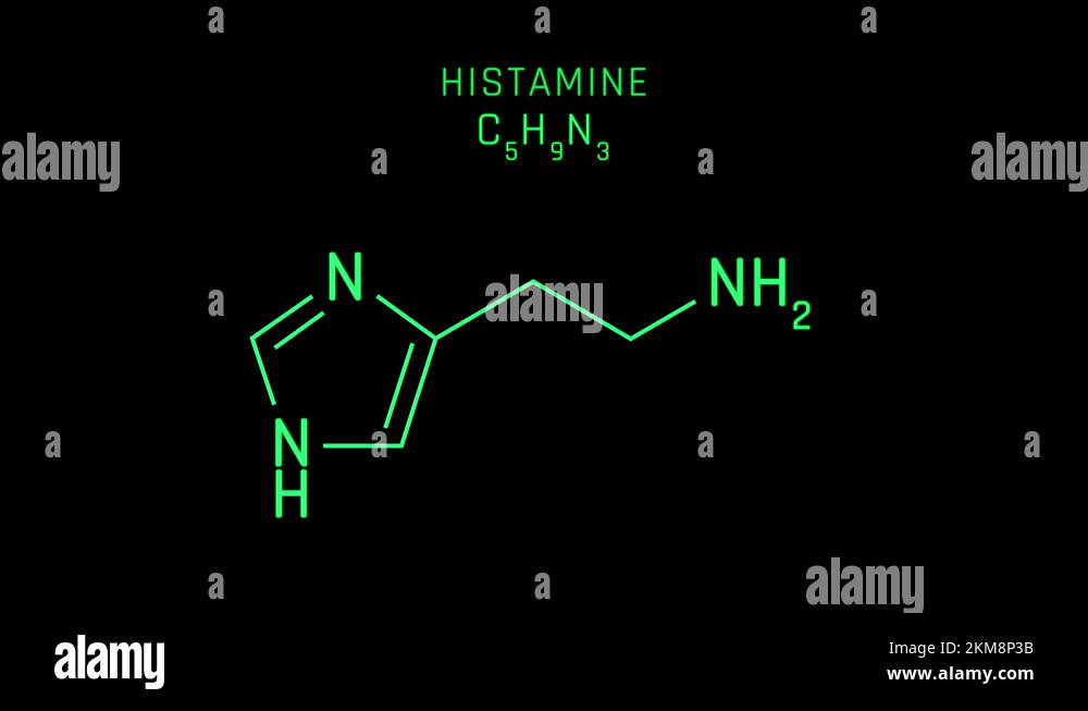Histamines Molecular Structure Symbol Neon Animation on black ...