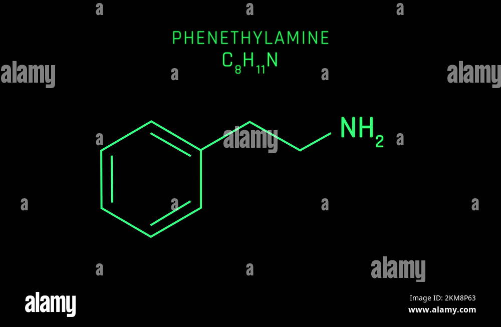 Phenethylamine Molecular Structure Symbol Neon Animation on black ...