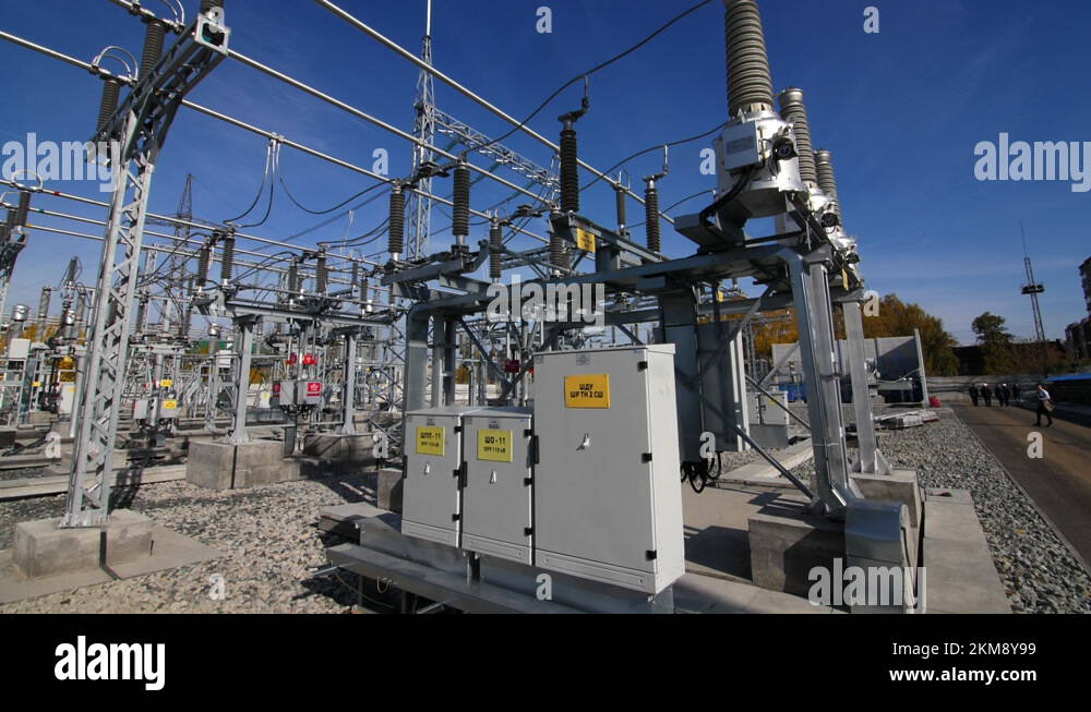 Control cabinets near equipment at electricity substation Stock Video ...