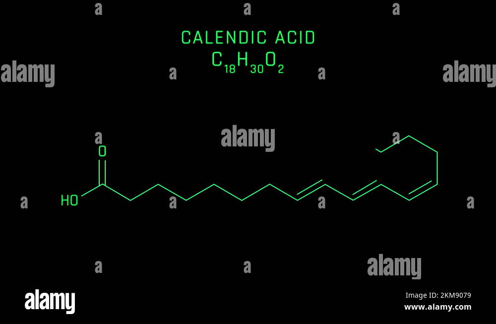Calendic Acid Molecular Structure Symbol Neon Animation on black ...