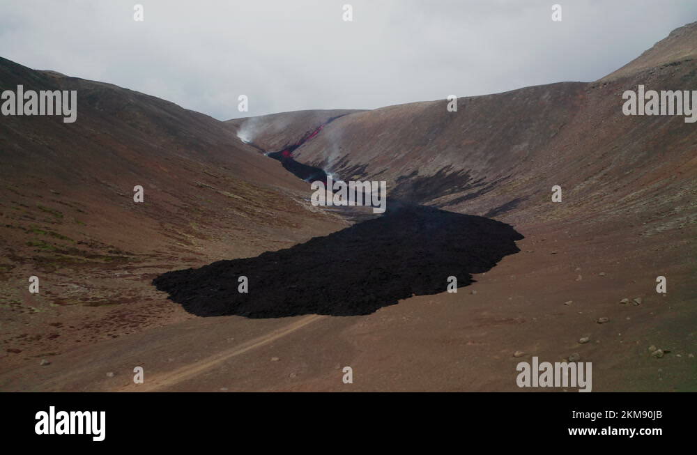 Lava Stream At Natthagi Valley Due To Eruption Of Geldingadalur Volcano In Stock Video Footage ...