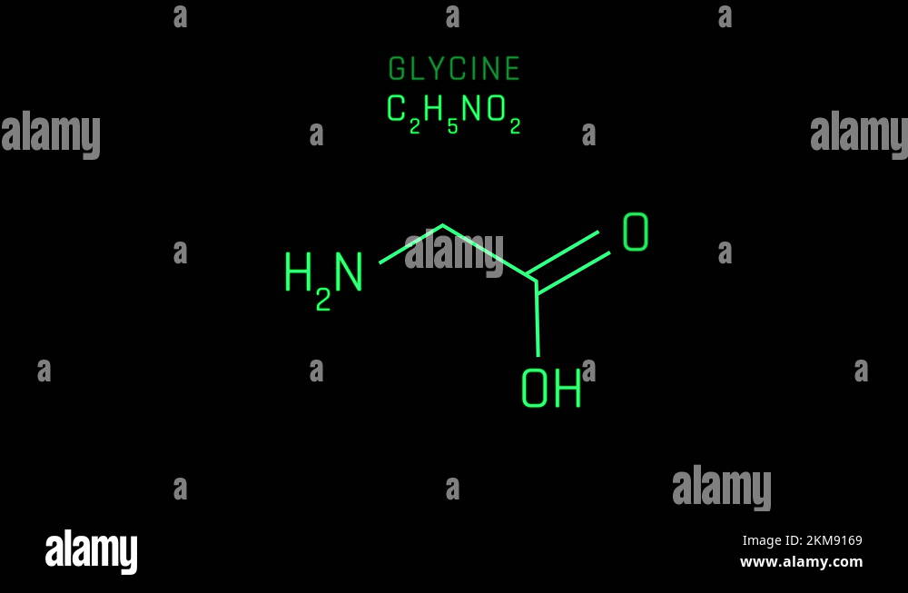 Glycine Molecular Structure Symbol Neon Animation on black background ...