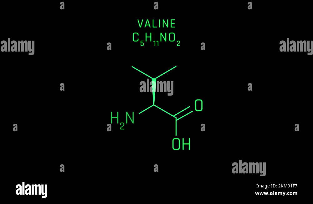 Valine Molecular Structure Symbol Neon Animation on black background ...