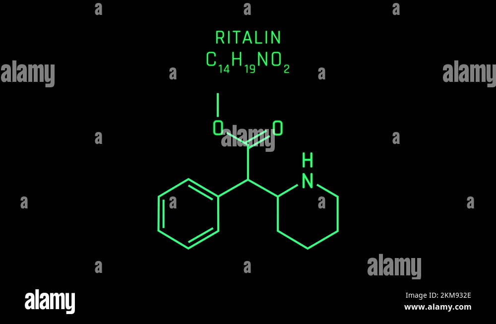 Ritalin Molecular Structure Symbol Neon Animation on black background ...