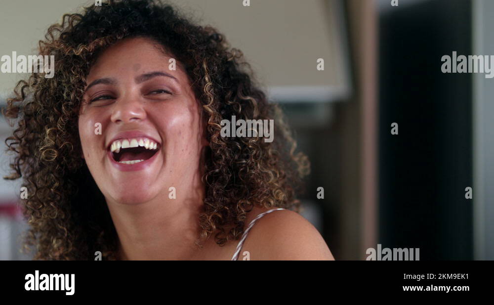 Black woman real life laugh and smile. African lady authentic laughing ...