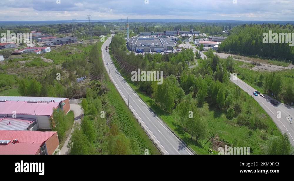 Drone flying in Kangasala Finland. Kangasala Prisma shopping center and ...