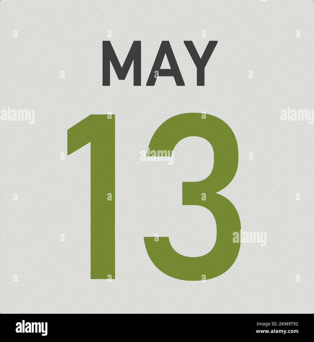 May 14 date behind crumpled paper page of a calendar, 3d animation ...