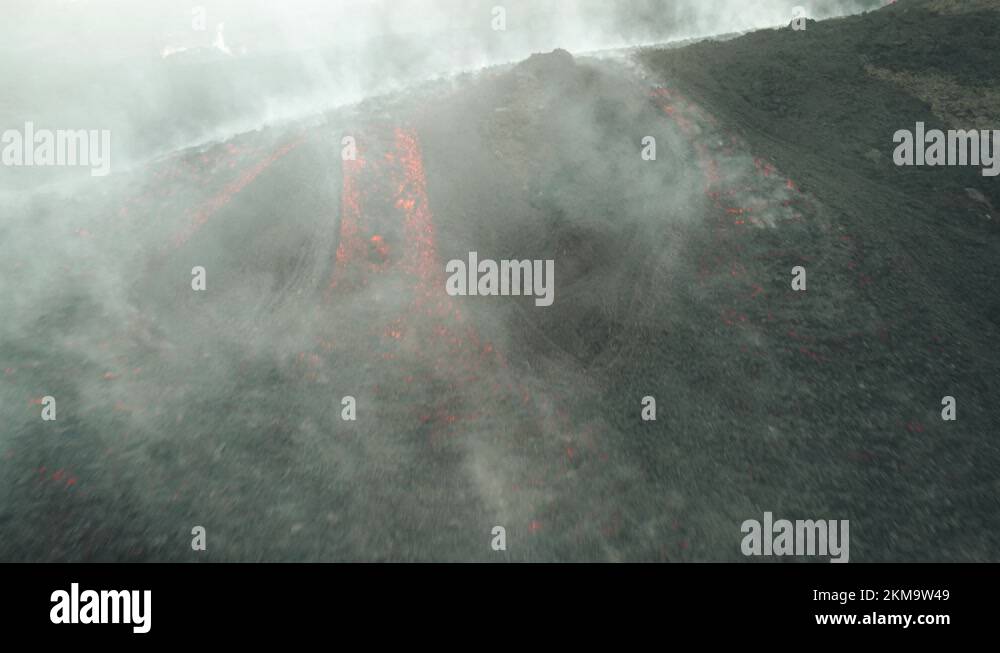 Ash and smoke from Pacaya volcano eruption in Guatemala. Drone Aerial ...