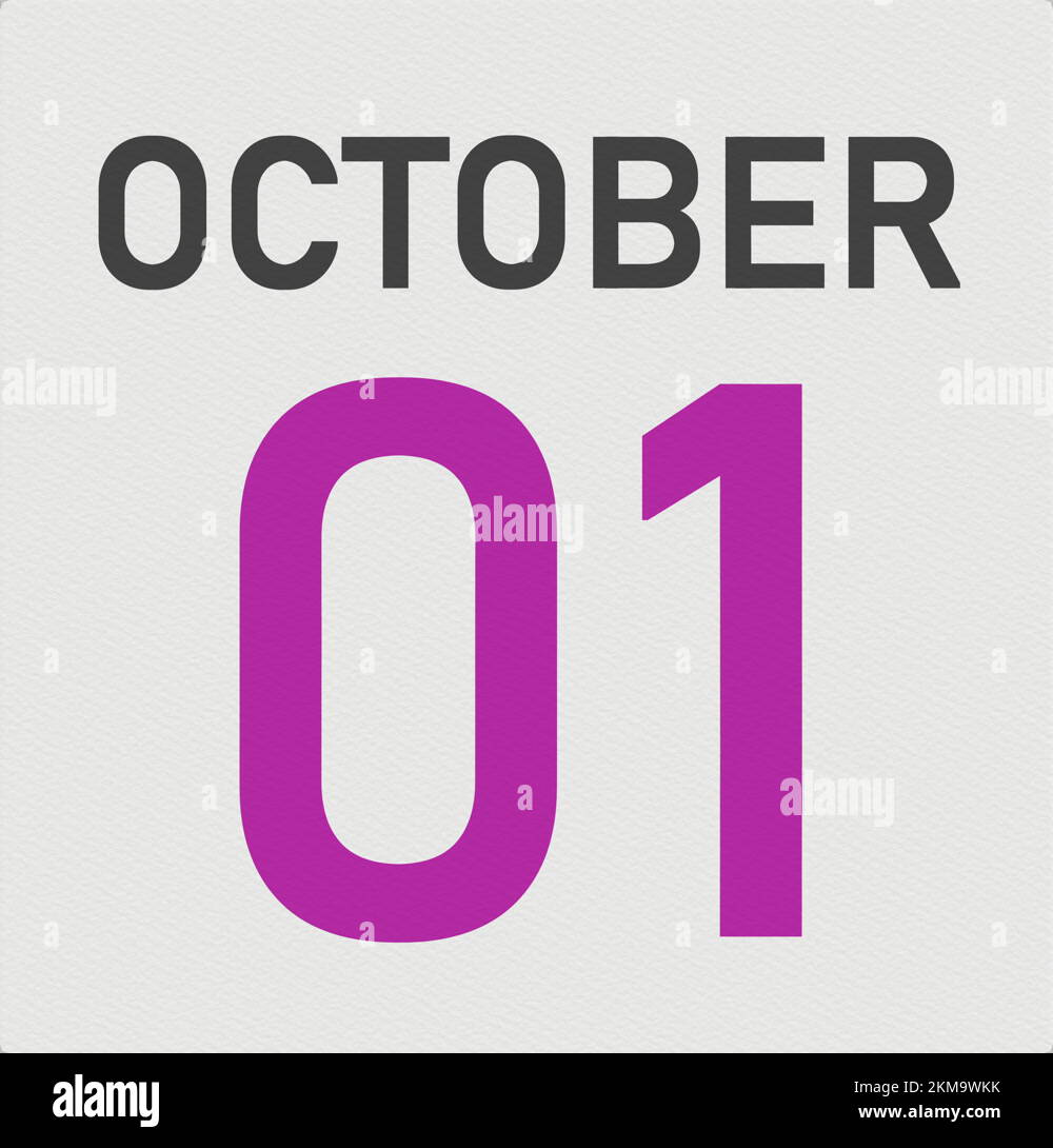 October 2 date behind crumpled paper page of a calendar, 3d animation ...