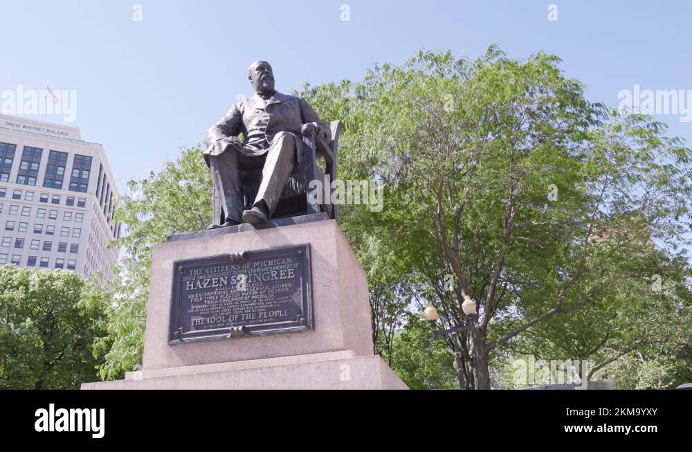 Hazen S Pingree monument in downtown Detroit 4k Stock Video Footage - Alamy