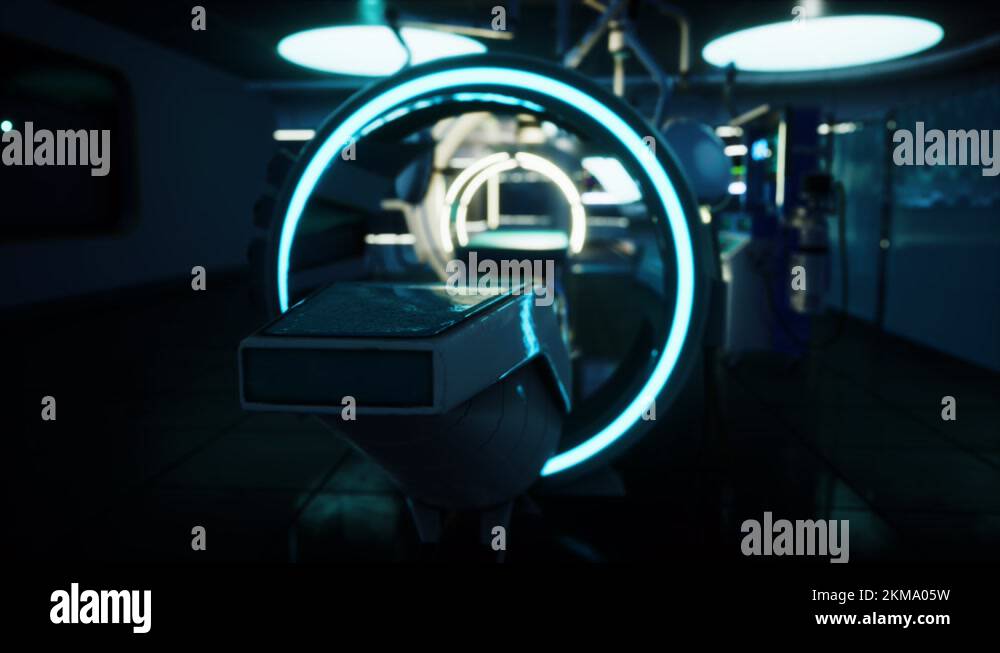 futuristic sci fi MRI Scanner medical equipments in hospital Stock ...