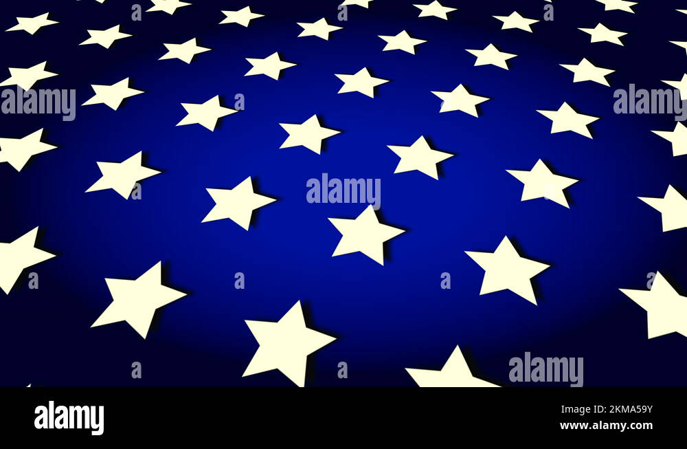 Rows of white stars flow past blue USA background, animation Stock ...
