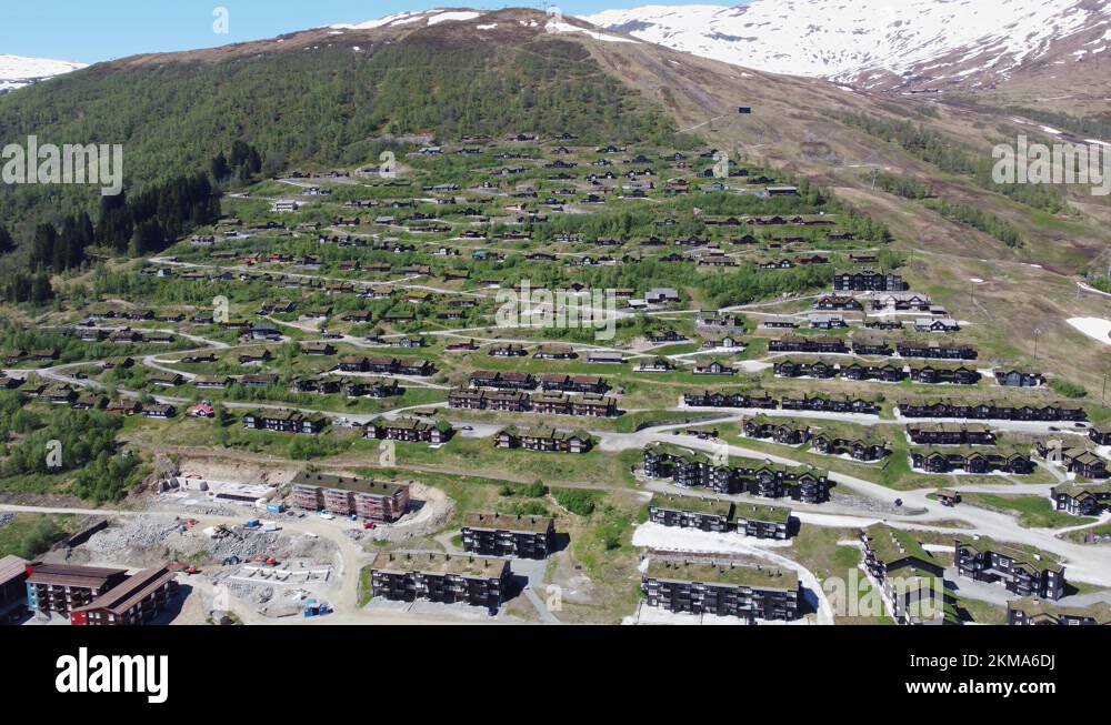 Myrkdalen mountain village in Voss Norway - Full panoramic overview of ...