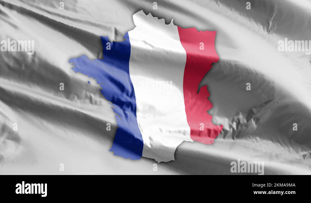French map on flag. Map of France. France on flag. Animated 4k map ...