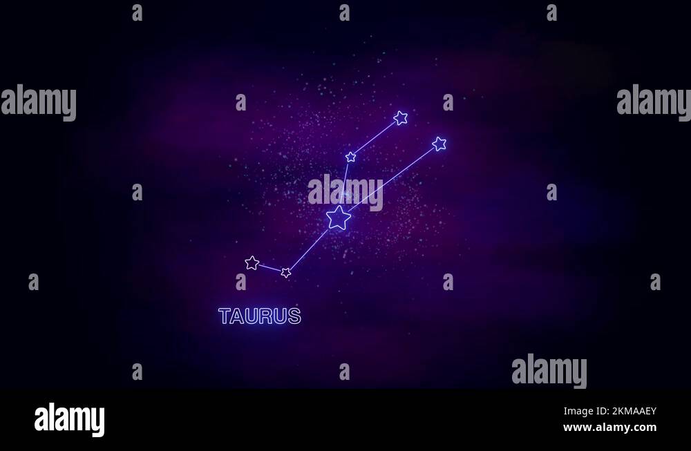 taurus zodiac stars map sign, neon lights,shiny and glowig stars on ...