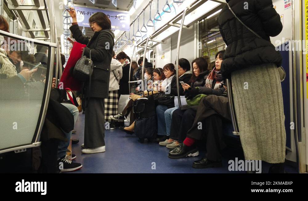 Tokyo,Japan: POV from inside train subway commuter in Tokyo Japan with ...