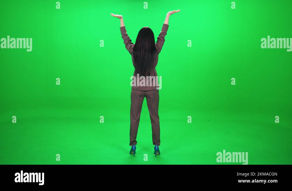 Back view, woman dancing at a music concert, dance and claps their ...