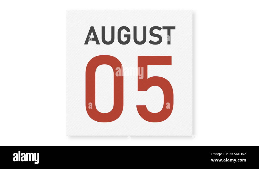 August 6 date behind crumpled paper page of a calendar, 3d animation ...