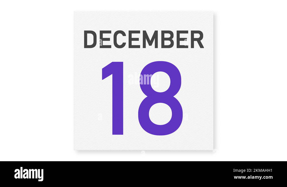 December 19 date behind crumpled paper page of a calendar, 3d animation ...